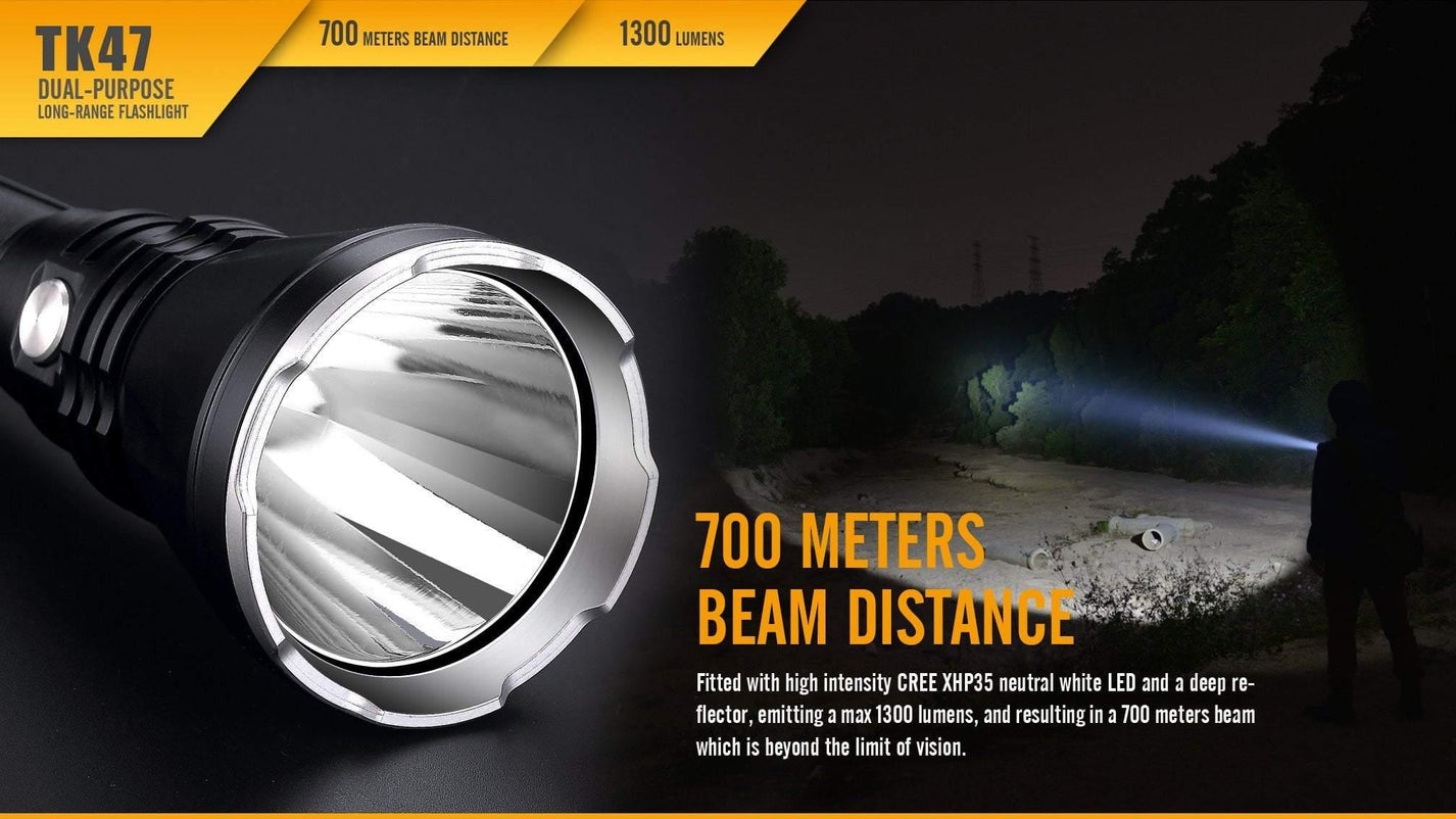 Fenix TK47 - 700 mètres de portée avec seulement 1300 lumnes – Revendeur Officiel Lampes FENIX ...